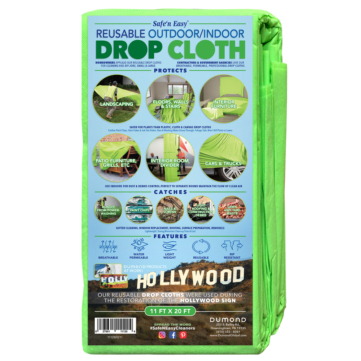 Safe ‘n Easy® Reusable Outdoor/Indoor Drop Cloth - 11’ x 20’ Sample ...